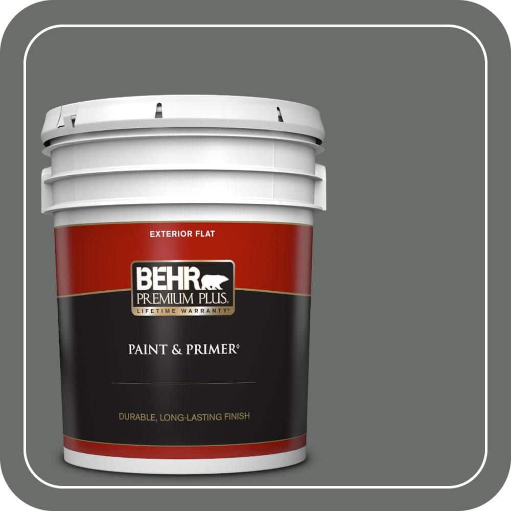 BEHR PREMIUM PLUS 5 gal. #PPU25-03 Shadows Flat Exterior Paint & Primer ...