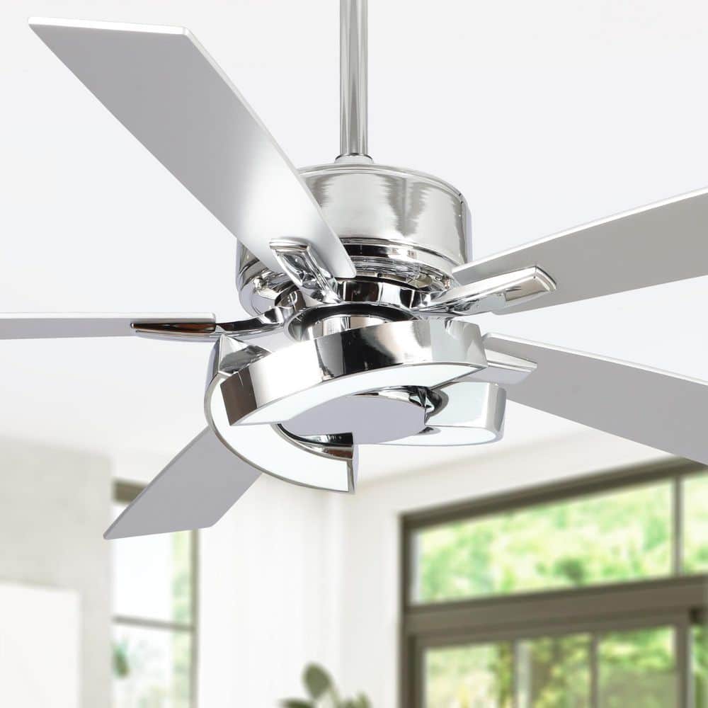 Parrot Uncle 52 in. Integrated LED Indoor Chrome 6-Speed Ceiling Fan ...