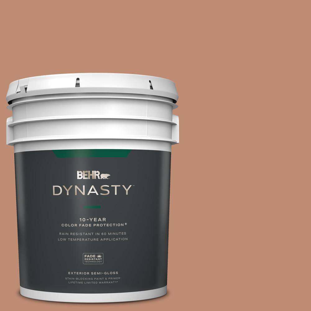 BEHR DYNASTY 5 gal. #230F-5 Suntan Glow Semi-Gloss Enamel Exterior ...