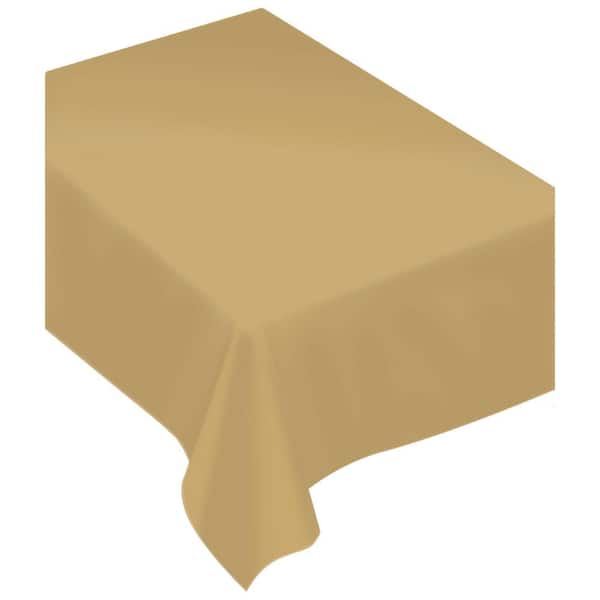 Amscan 80 in. x 60 in. Gold Fabric Everyday Table Cover (2-Pack) 570069 ...