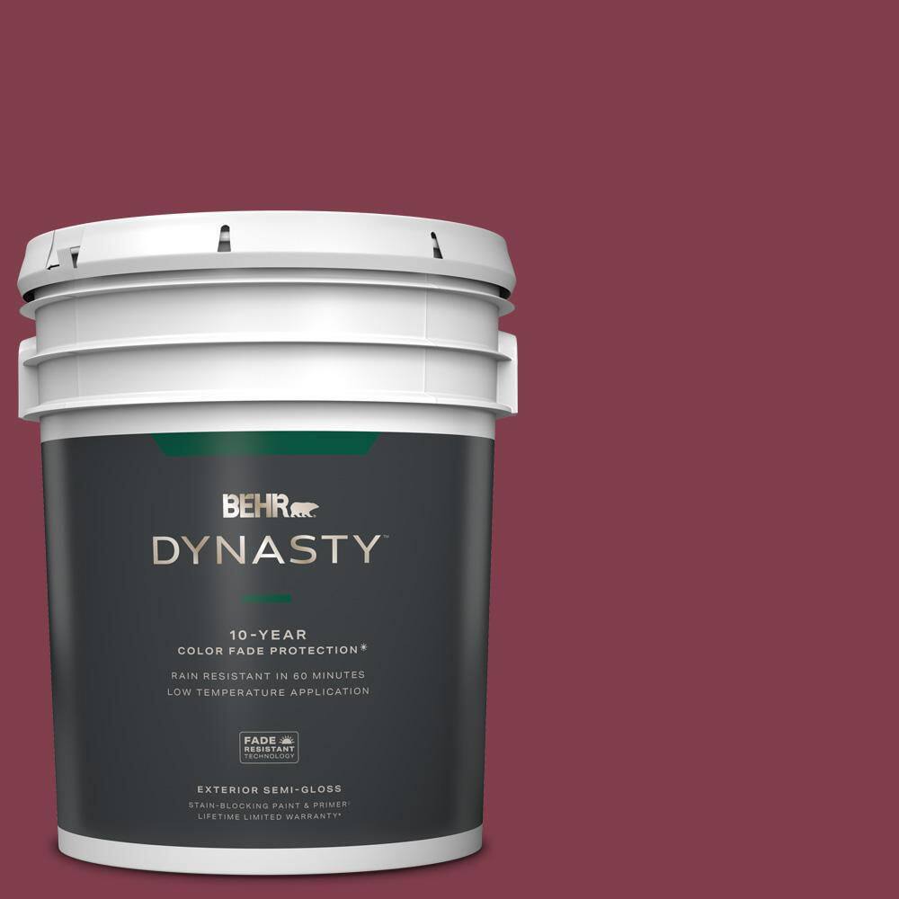 BEHR DYNASTY 5 gal. #120D-7 Ruby Red Semi-Gloss Exterior Stain-Blocking ...