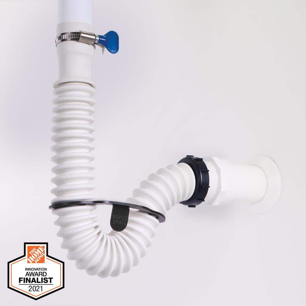 SIMPLE DRAIN 1.25 in. Rubber Threaded P-Trap Bathroom Single Sink Drain ...