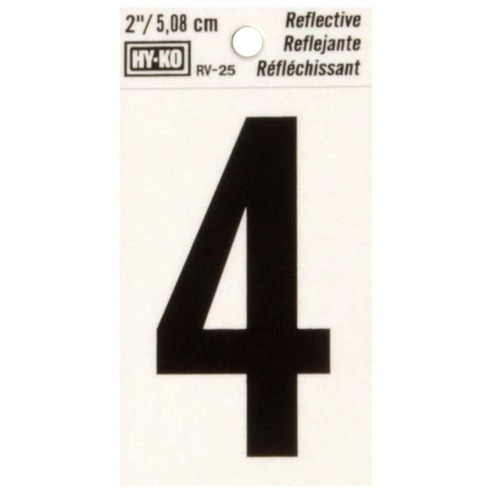 HY-KO 2 in. Vinyl Reflective Number 4 RV-25/4 - The Home Depot