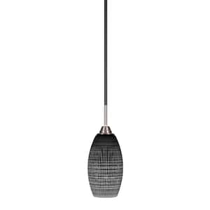 Madison 100-Watt 1-Light Matte Black and Brass Shaded Pendant Light ...