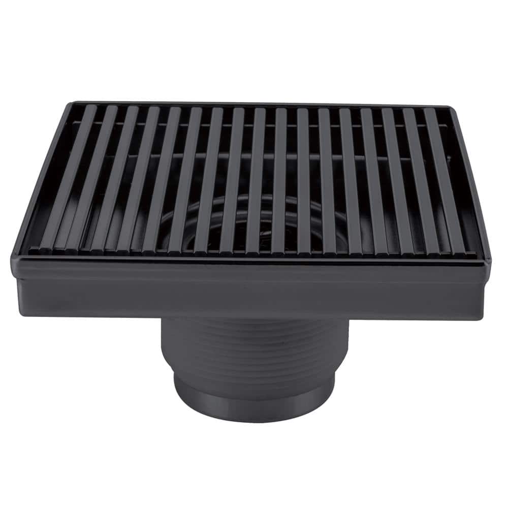 Mediterraneo 6 in. Black Square Shower Drain ZS-6SB - The Home Depot