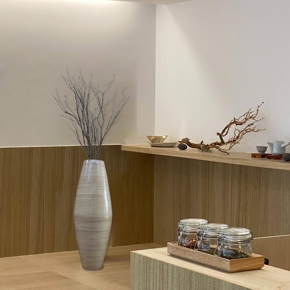 Uniquewise Bamboo Cylinder Floor Vase - Handcrafted Tall Decorative ...