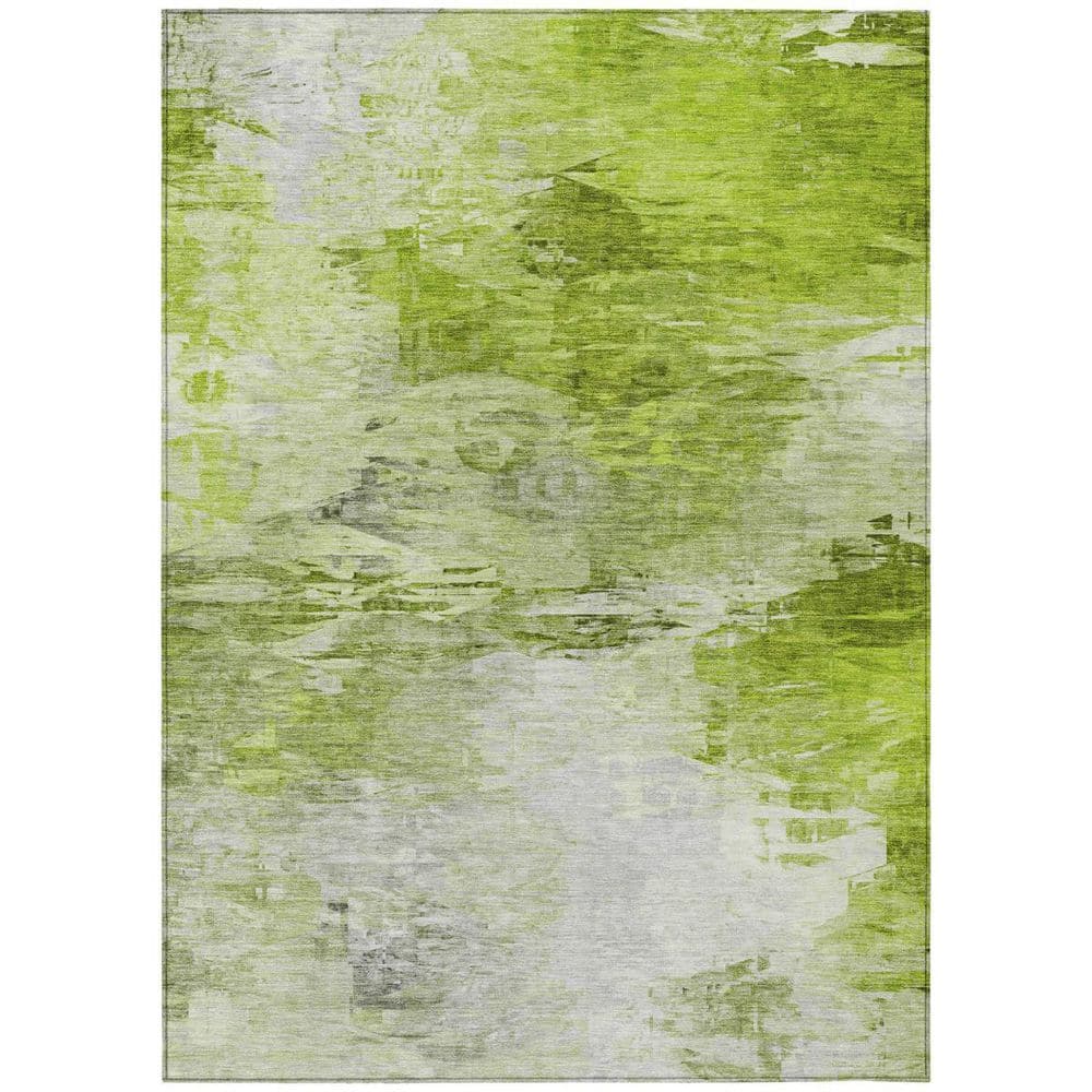 HomeRoots Artichoke Green, Lime Green 3 ft. x 5 ft. Woven Abstract ...