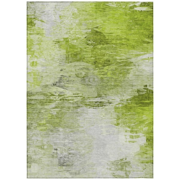 HomeRoots Artichoke Green, Lime Green 3 ft. x 5 ft. Woven Abstract ...