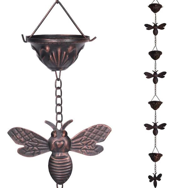 SANDTON GEWN LLC 8.5 ft. Bee and Cup Rain Chain for Outdoor, Bronze ...