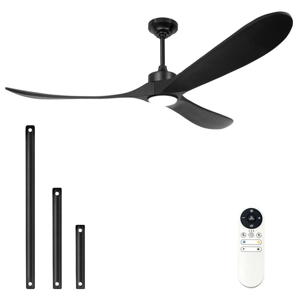ARISKEEN 72 in. Black Indoor/OutdoorCeiling Fans with Lights, 3 Wood ...