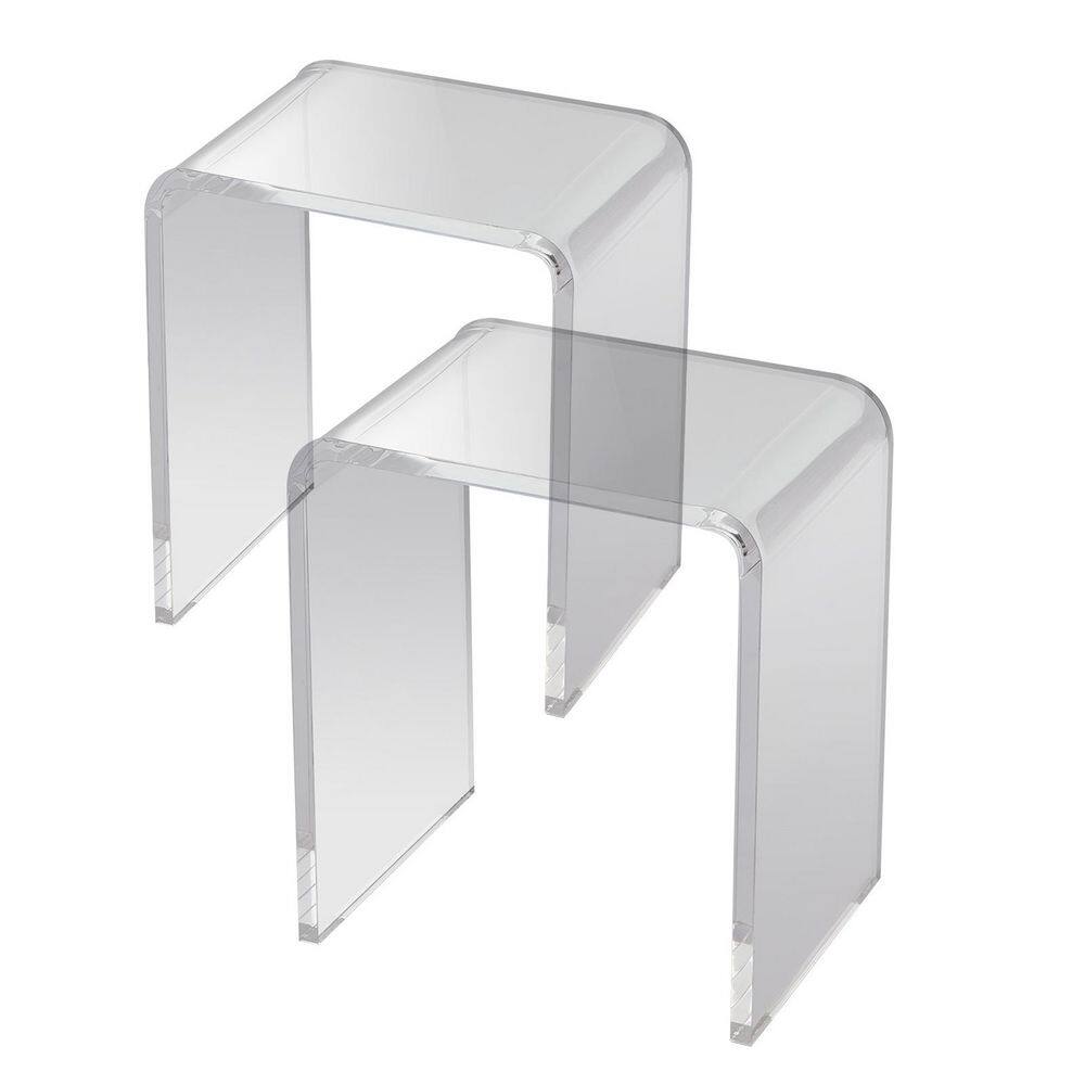 SKYSHALO Acrylic End Table, 2 Piece C-Shaped Lucite Side Tables, Clear ...