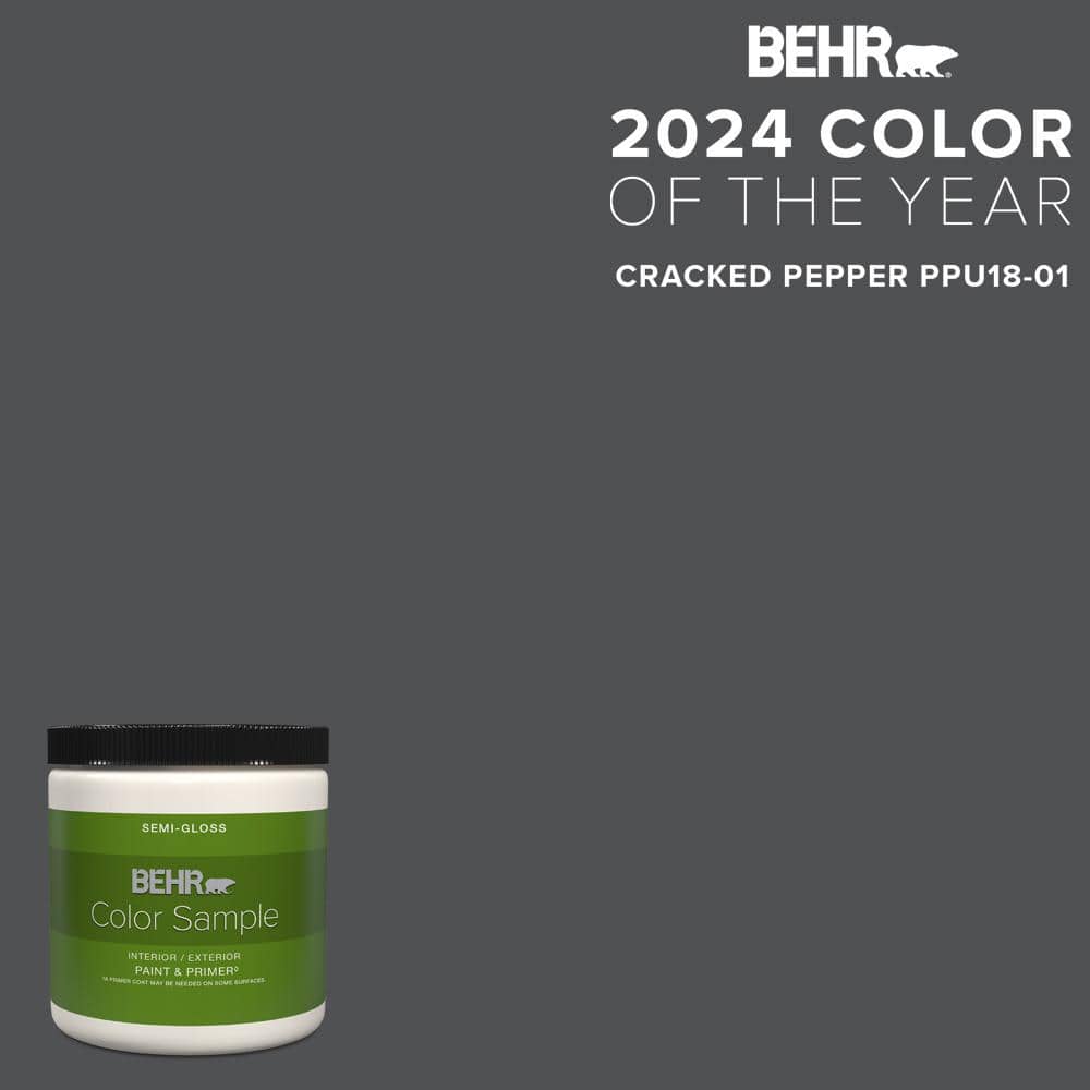 BEHR PREMIUM PLUS 8 oz. #PPU18-01 Cracked Pepper Semi-Gloss Interior ...