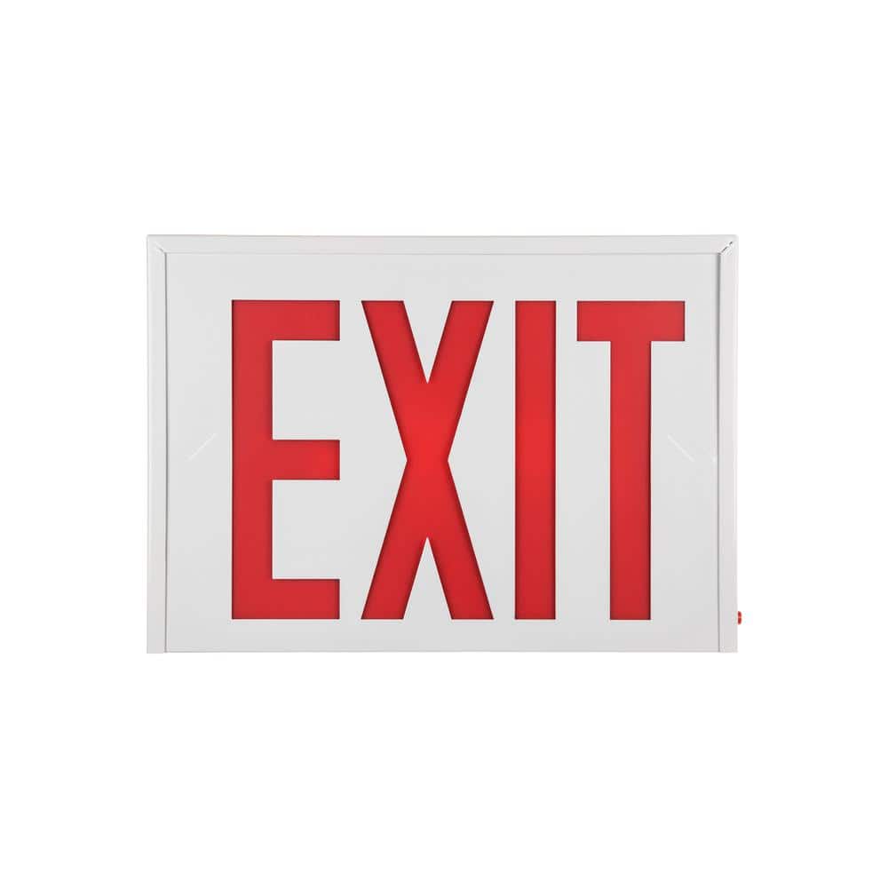 Sunlite Hardwired 120-Volt to 277-Volt Integrated LED White Exit Sign ...