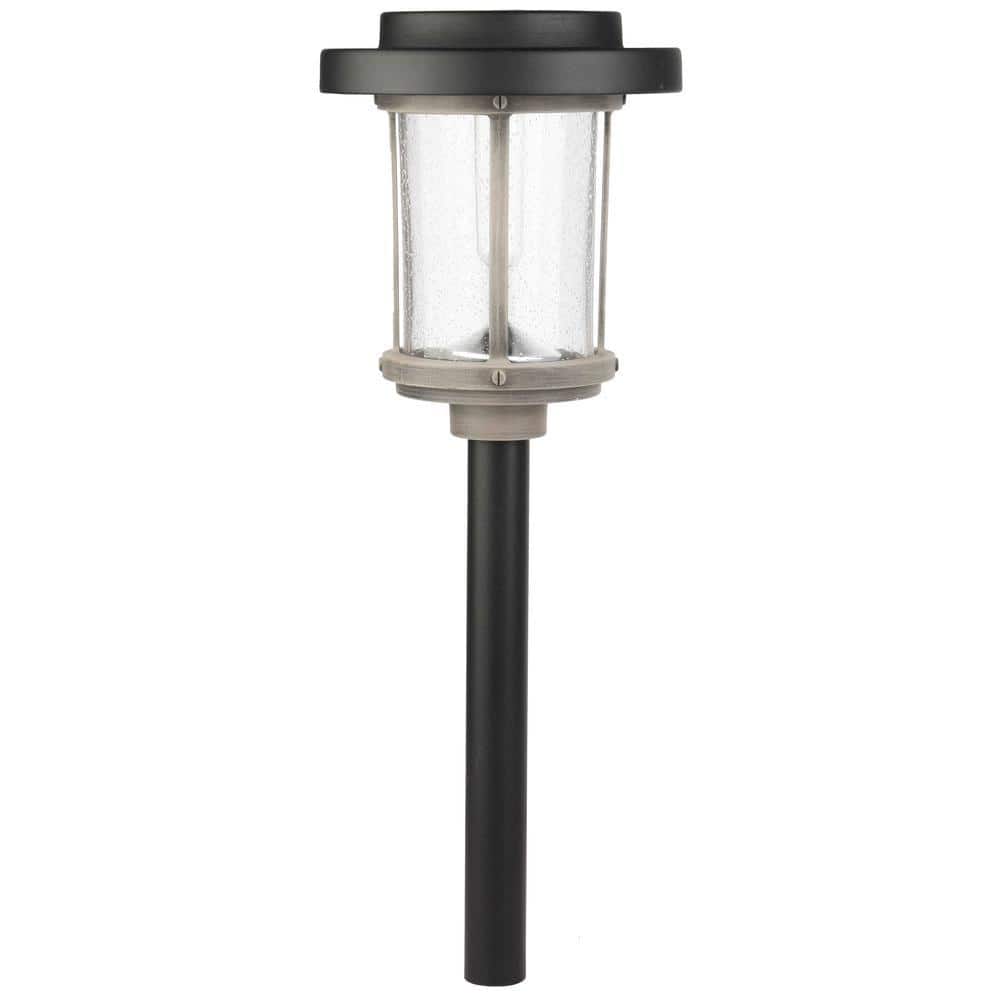 Hampton Bay Charleston 20 Lumens Solar 2-Tone Black and Grey Diecast ...