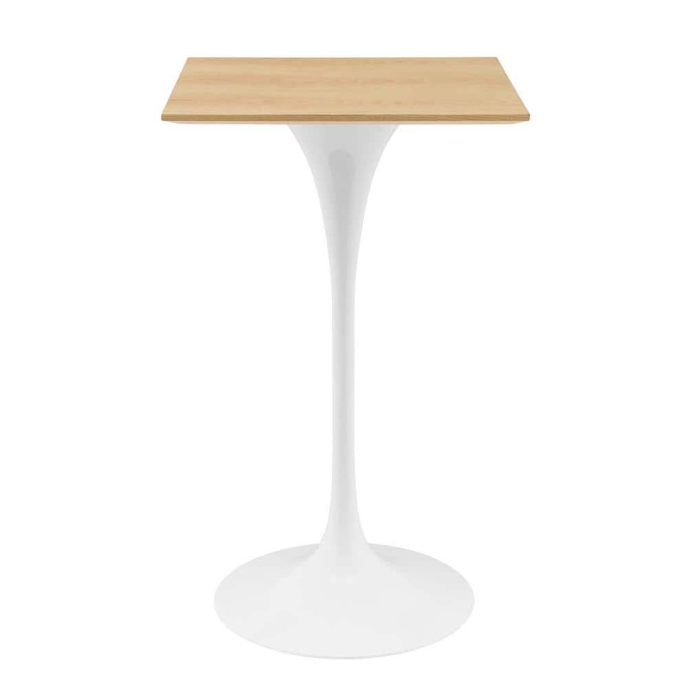 MODWAY Lippa 28 in. White Natural Metal Square Bar Table EEI-5202-WHI ...
