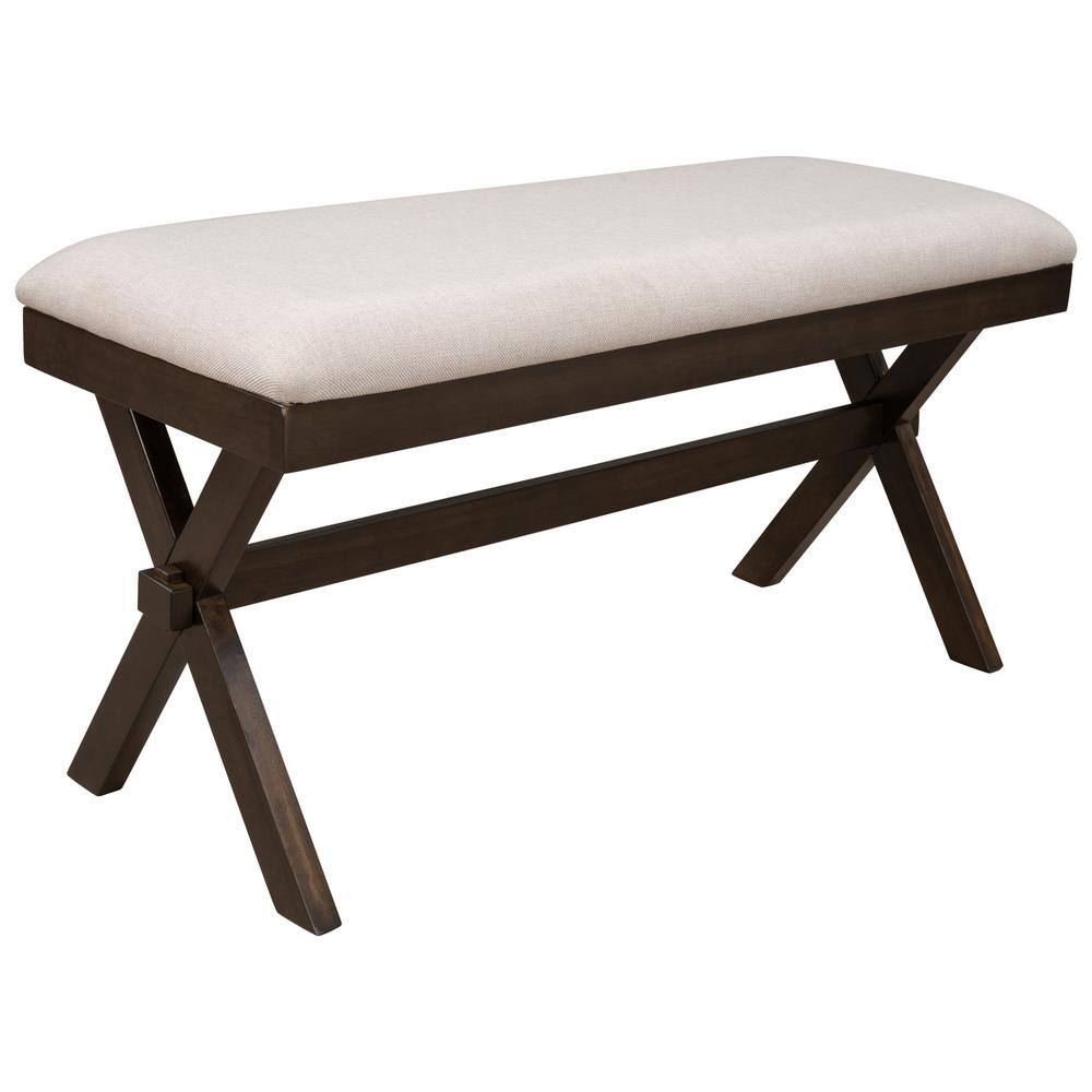 Donason Beige Wood Dining Bench with Upholstered (37.8 in. W x 15 in. D ...