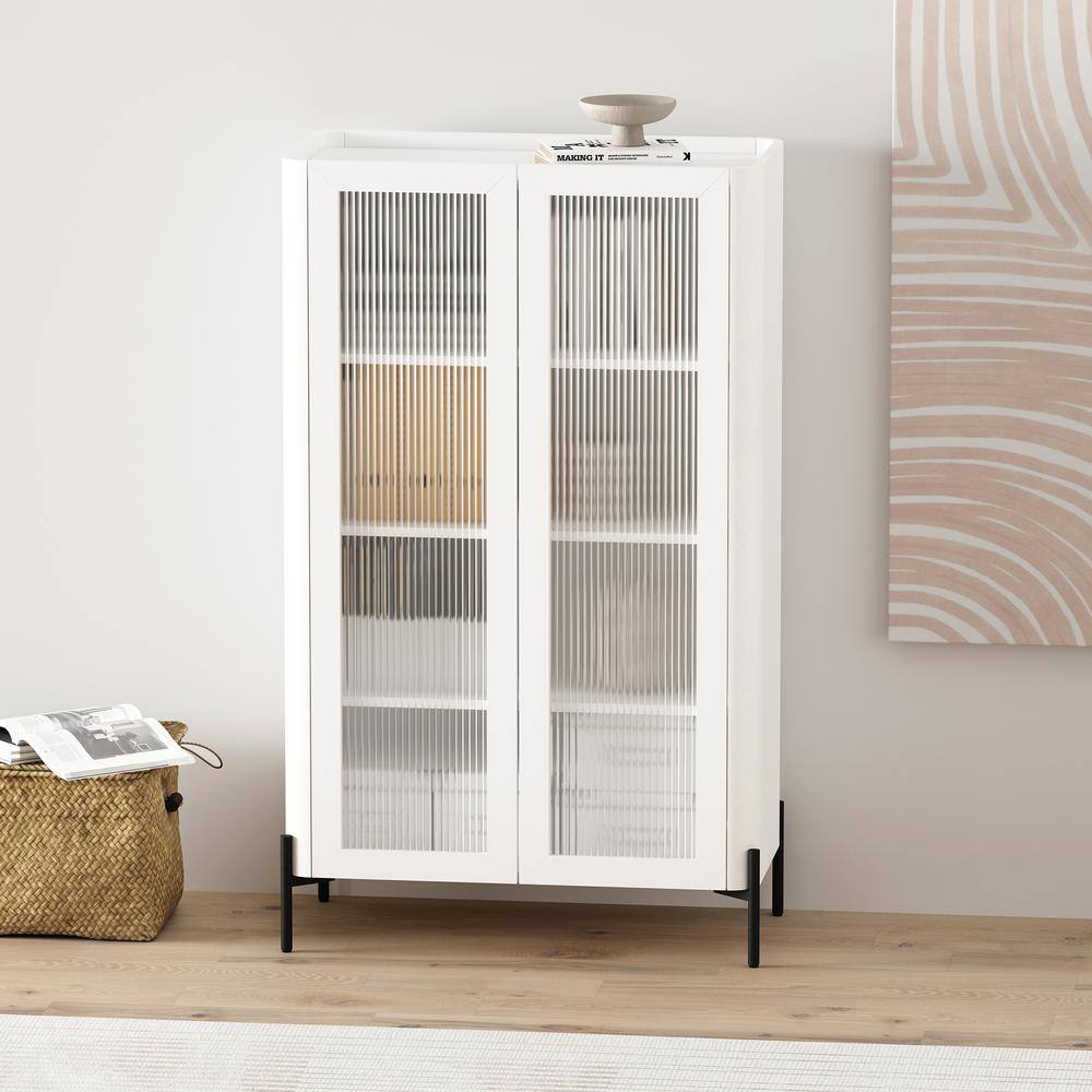 Manhattan Comfort Abbey 52.8 in. Tall White Composite Wood 4-Shelf ...