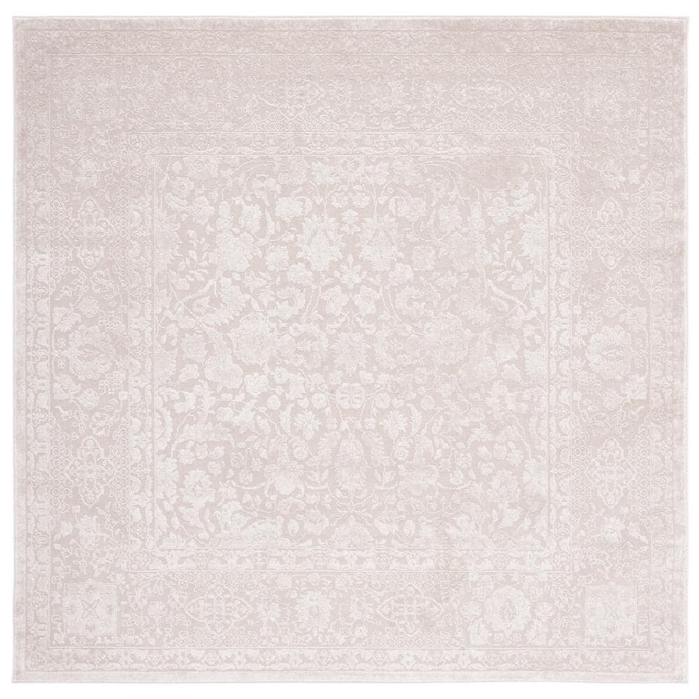 SAFAVIEH Reflection Cream/Ivory Doormat 3 ft. x 3 ft. Floral Distressed ...