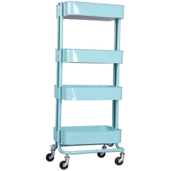 Reviews for 17.7 in. x 13.7 in. x 42.9 in. 4-Tier Metal Mobile Utility ...