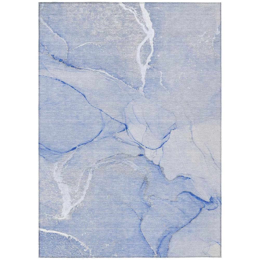 HomeRoots Blue 5 ft. x 8 ft. Abstract Indoor / Outdoor Area Rug ...