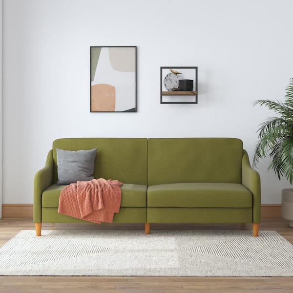 DHP Jalen Split Back Leather Look Convertible Futon Sofa Bed Black