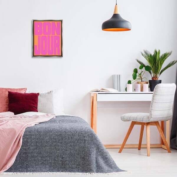 Stupell Industries Bonjour Pink & Orange by House of Lulu Gray Floater ...