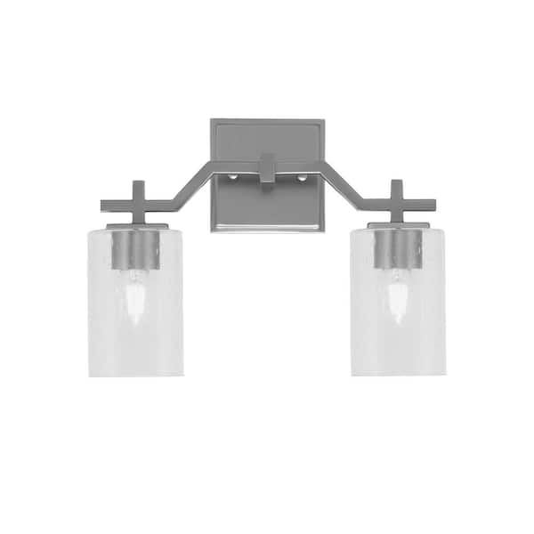 Bridgewater 13.75 in. 2 Light Vanity Light Graphite with 4 in. Clear ...