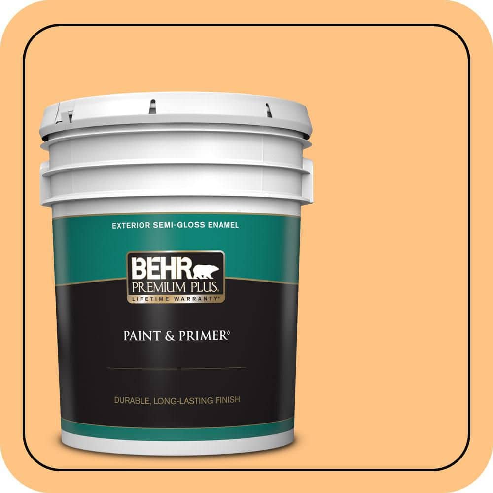 BEHR PREMIUM PLUS 5 gal. #PMD-68 Amber Sun Semi-Gloss Enamel Exterior ...