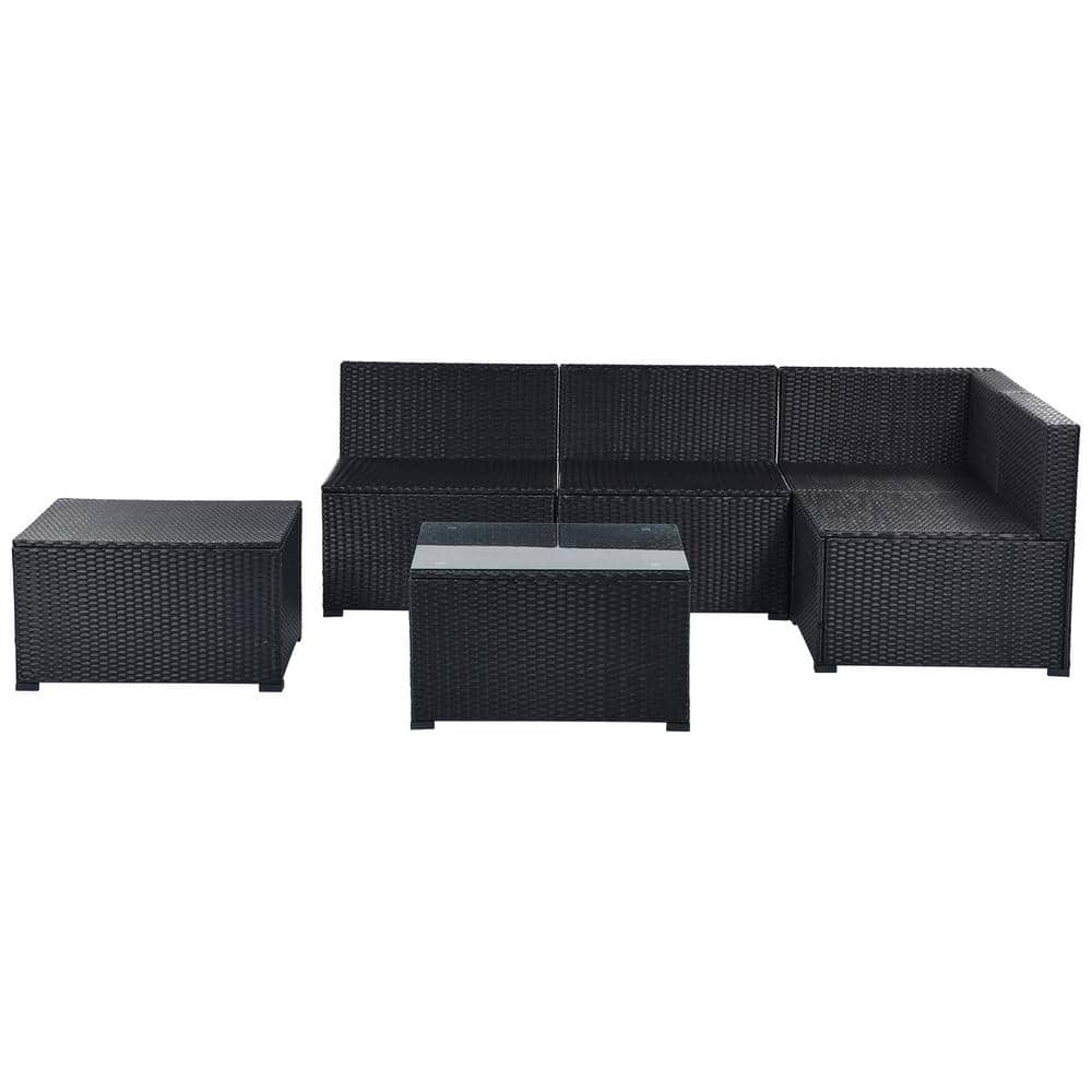 Tatayosi 6-Piece Pe Rattan Wicker Outdoor Patio Furniture Sectional Set ...