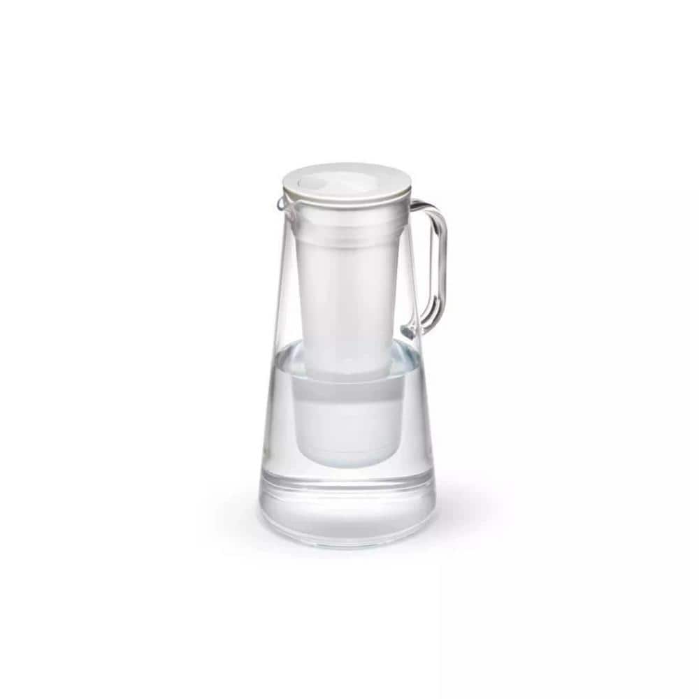 Lukvuzo 7-Cup Water Filter Pitcher in White with Easy-Fill Lid and ...