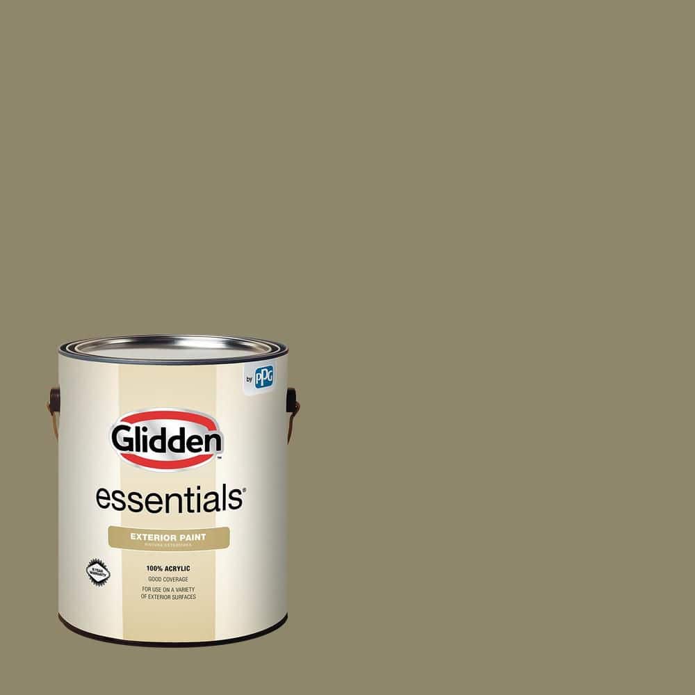 Glidden Essentials 1 gal. PPG1027-5 Rattan Palm Satin Exterior Paint ...