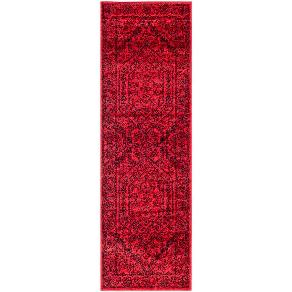 SAFAVIEH Adirondack Red/Black 3 ft. x 20 ft. Border Medallion Runner ...