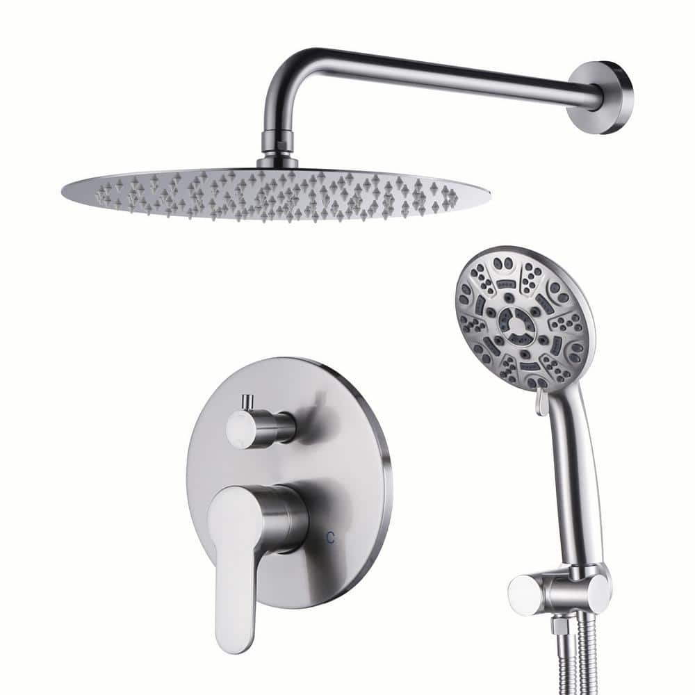 ALEASHA 8-Spray 12 in. Dual Wall Mount Dual Round Fixed Shower Head and ...