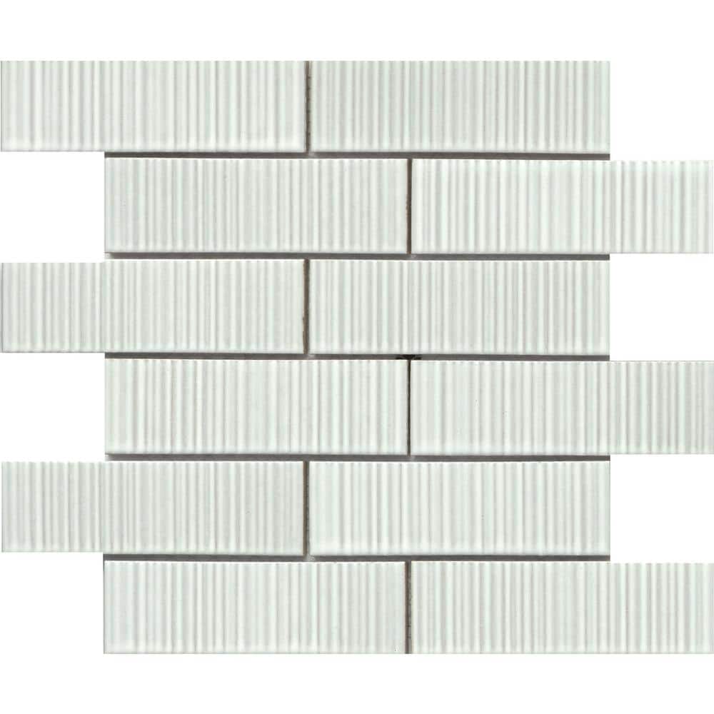 EMSER TILE Ornami Kami 11 in. x 12 in. Glossy Ceramic Offset Mosaic ...