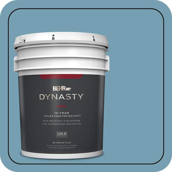 BEHR DYNASTY 5 gal. #S480-4 Saga Blue Flat Exterior Stain-Blocking ...