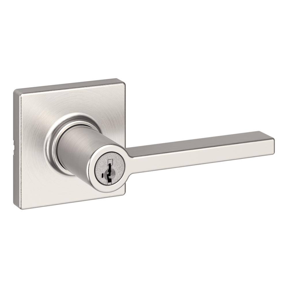 Kwikset Casey Satin Nickel Keyed Entry Door Handle Featuring SmartKey ...