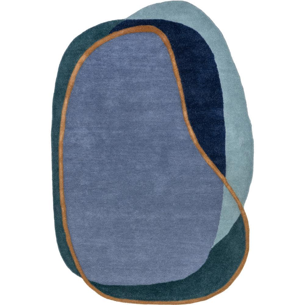 RUGS USA Prabal Gurung Greenwich Abstract Wool Blue Multicolor Shaped 5 ...