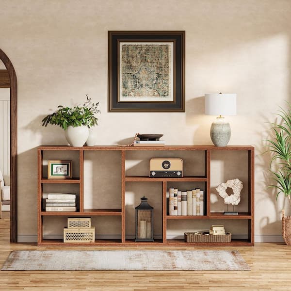 BYBLIGHT Turrella 70.9 in. Rustic Brown Wood Finish Rectangle MDF ...