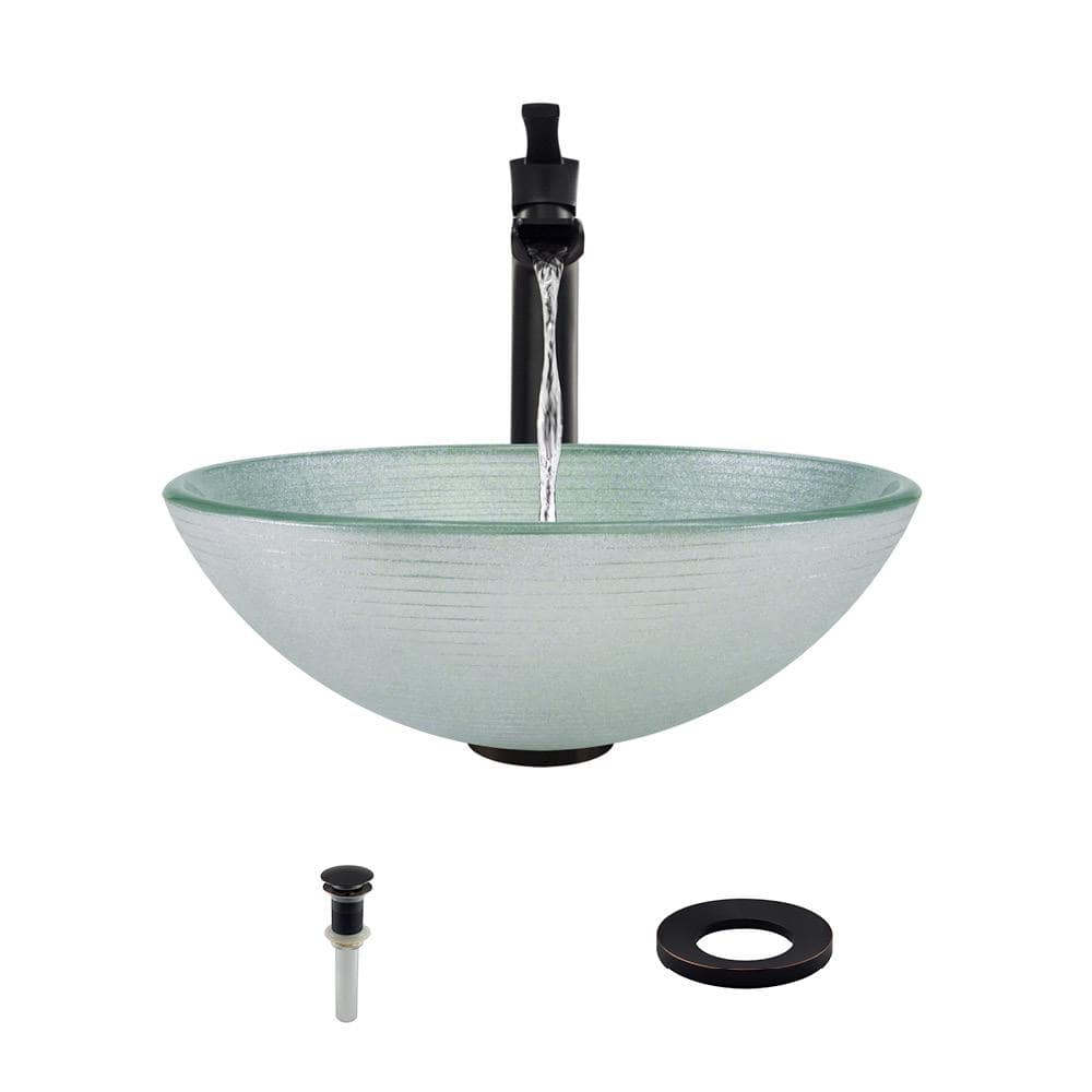 MR Direct Glass Vessel Sink in Iridescent Foil Undertone with 731 ...