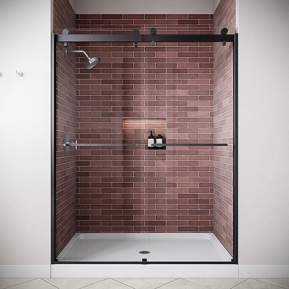 Streamline Livenza 60 Wx 76 in. H Semi-Frameless Sliding Shower Door ...