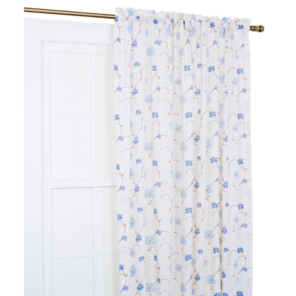 Ellis Curtain Zoe Blue Polyester Light Filtering 48 in. W x 84 in. L ...