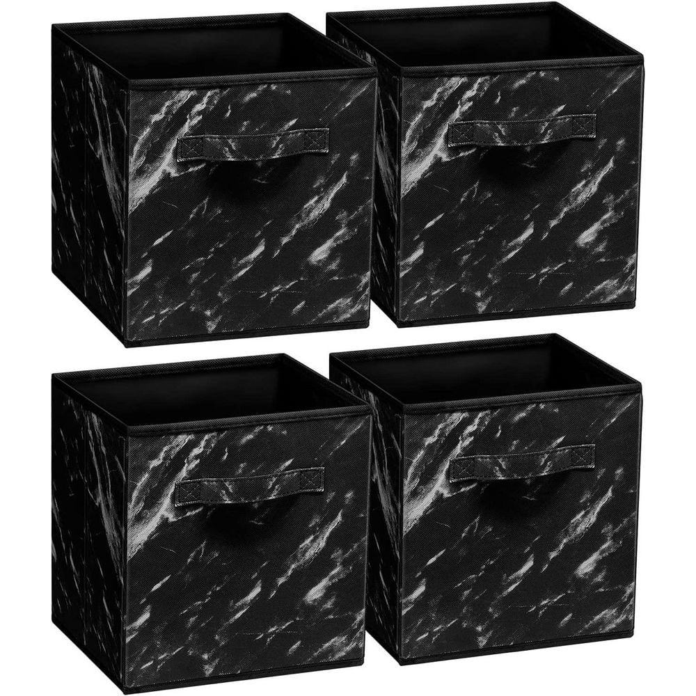Sorbus 11 in. H x 10.5 in. W x 11 in. D Black Marble Foldable Cube ...