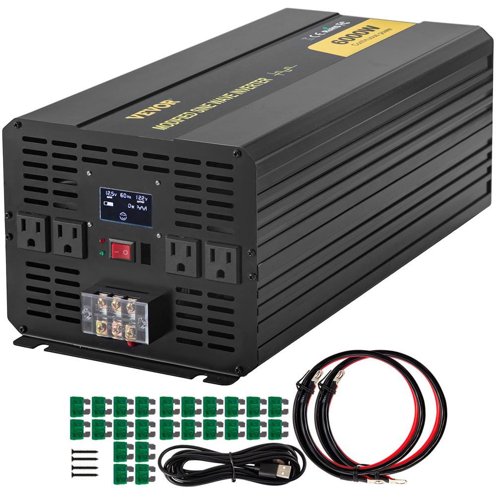 VEVOR Car Power Converter 6000-Watt Modified Sine Wave Inverter DC 12 ...