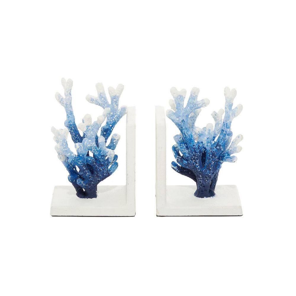 Set of 2 Blue Coral Metal Non Skid Bookend HD94SNBD22 - The Home Depot