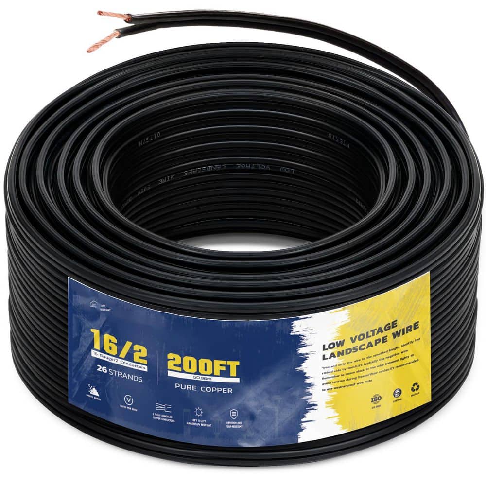 Vrbgify 16/2 Low Voltage Landscape Wire 200 ft. - Copper Direct Burial ...