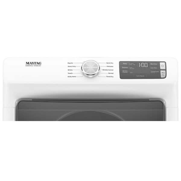 Maytag 7.3 cu. ft. 240-Volt White Stackable Electric Vented Dryer with ...