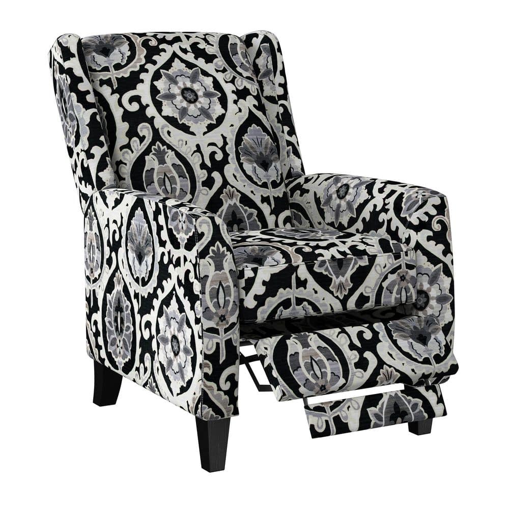 ProLounger Soft Black Medallion Print Fabric Push Back Recliner Chair ...