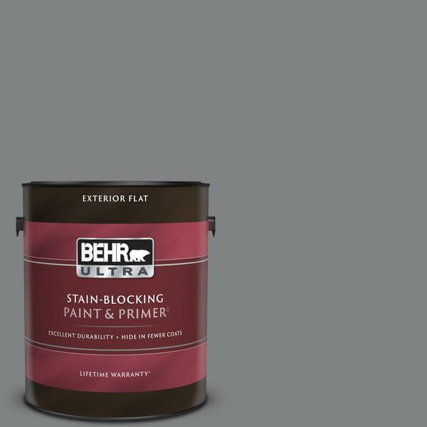 BEHR ULTRA 1 gal. #PPU26-03 Legendary Gray Flat Exterior Paint & Primer ...