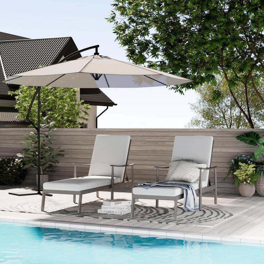 EGEIROSLIFE 2-Piece Aluminum Outdoor Patio Chaise Lounge Set with ...