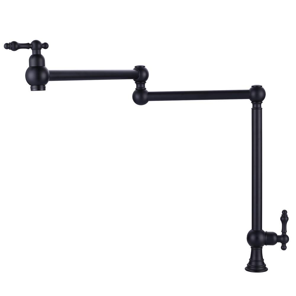 WOWOW Matte Black Deck Mounted Pot Filler with Double Handle and Joint ...